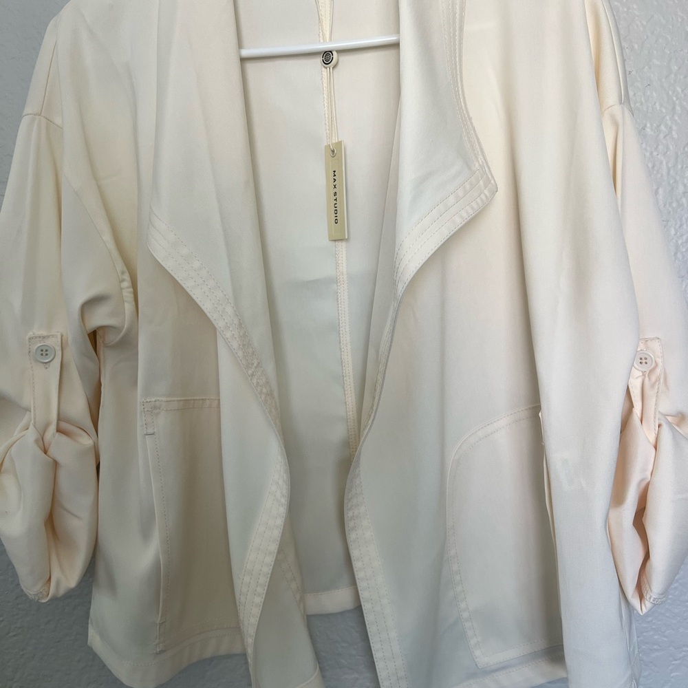 Max Studio Cream Blazer With Waterfall Collar - Gem